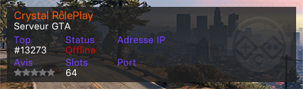 Vote réussi pour le serveur GTA Crystal RôlePlay - Top Serveurs GTA
