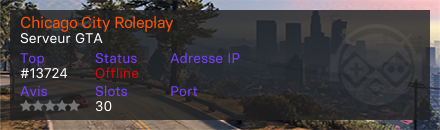 Vote réussi pour le serveur GTA Chicago City Roleplay - Top Serveurs GTA