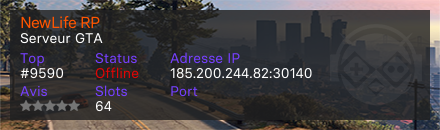 Vote réussi pour le serveur GTA NewLife RP - Top Serveurs GTA